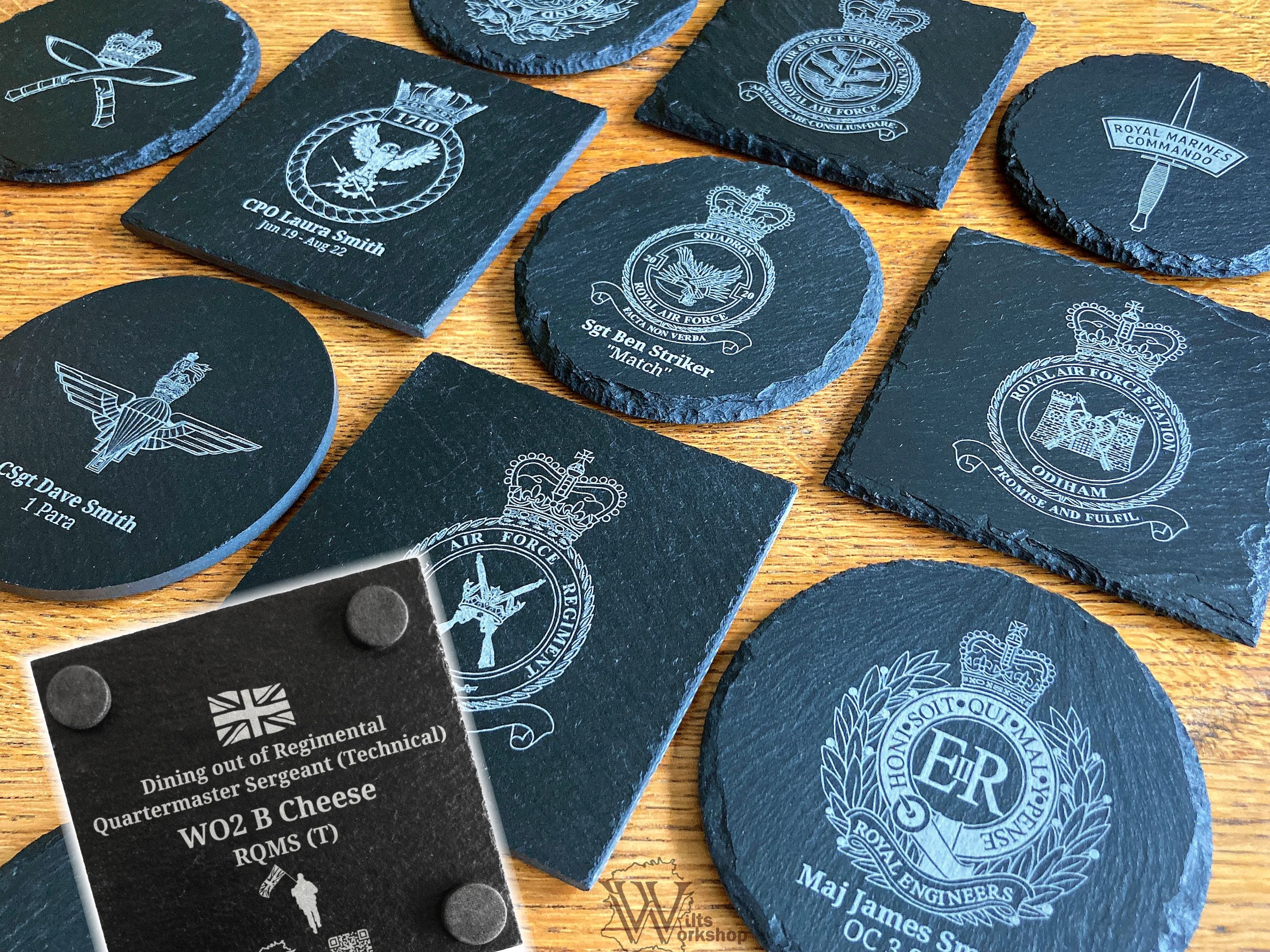 British Military Crest Slate Coasters – Wilts Workshop